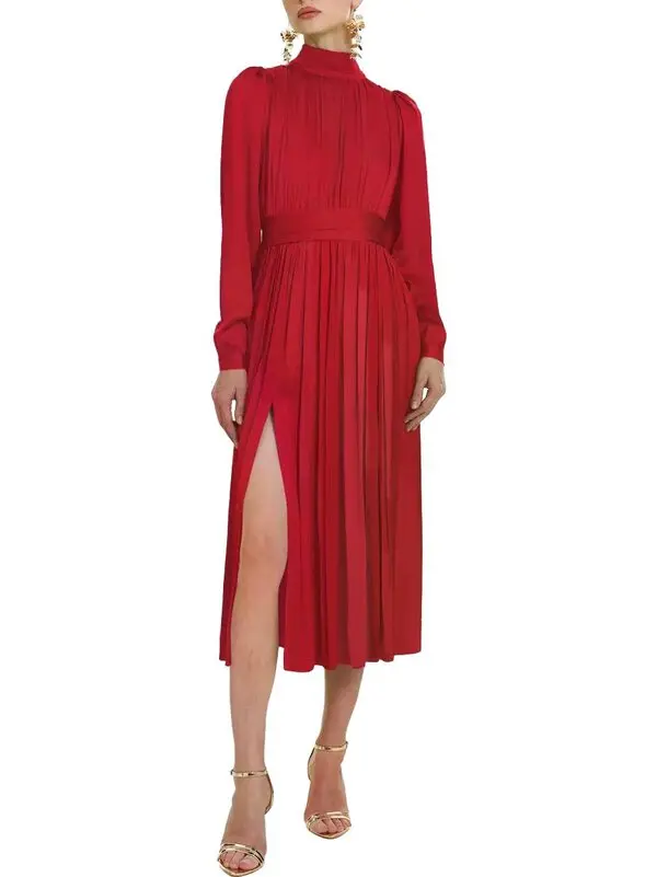 FRAMBOISE Otello Long-sleeve Midi Dress - Red
