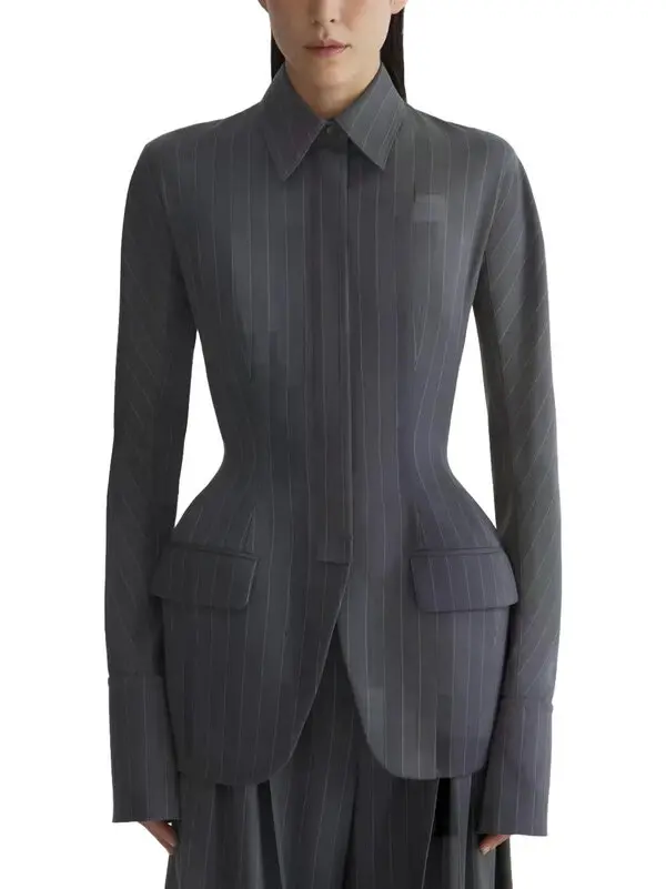 MUGLER Pinstripe Jacket - Grey