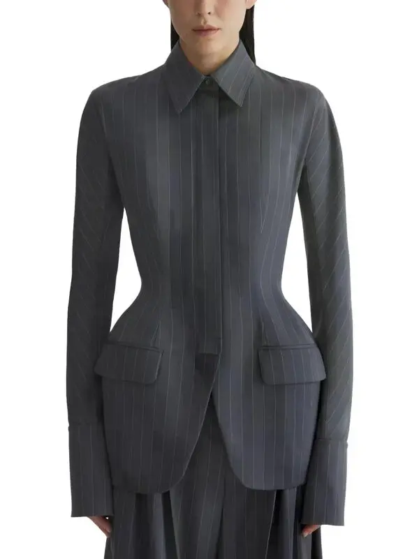 MUGLER Pinstripe Jacket - Grey