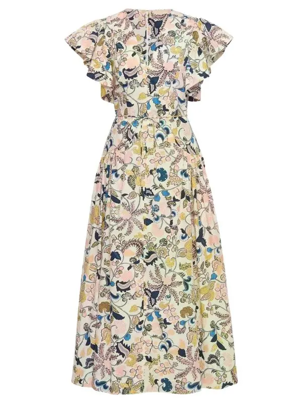 Ulla Johnson Ruffled Floral Dress - White