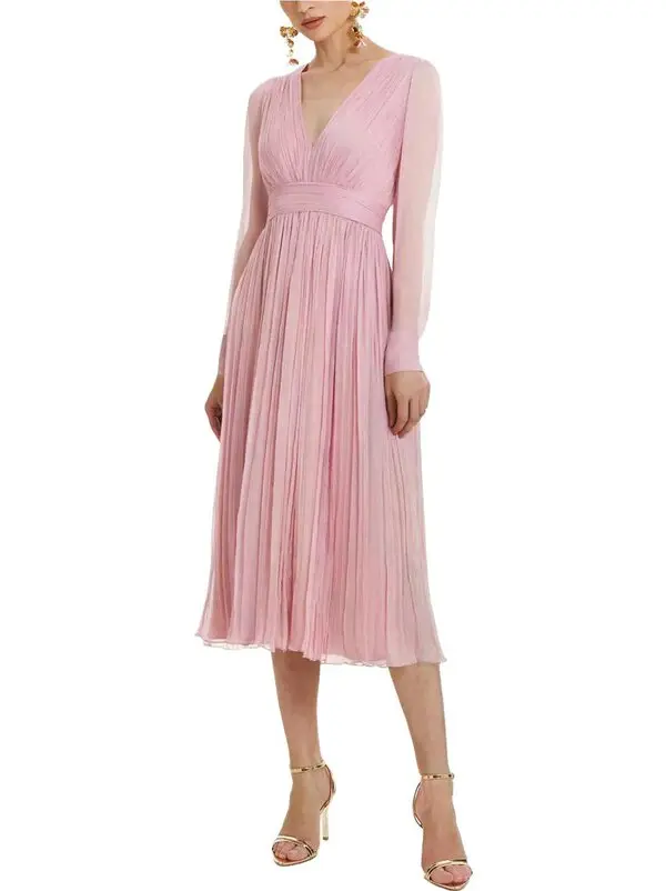 FRAMBOISE Vasquez Long-sleeve Midi Dress - Pink