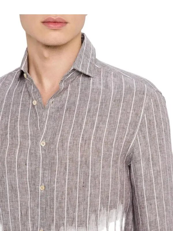 Brunello Cucinelli Apos;s Pinstripe Linen Button-down Shirt - Light