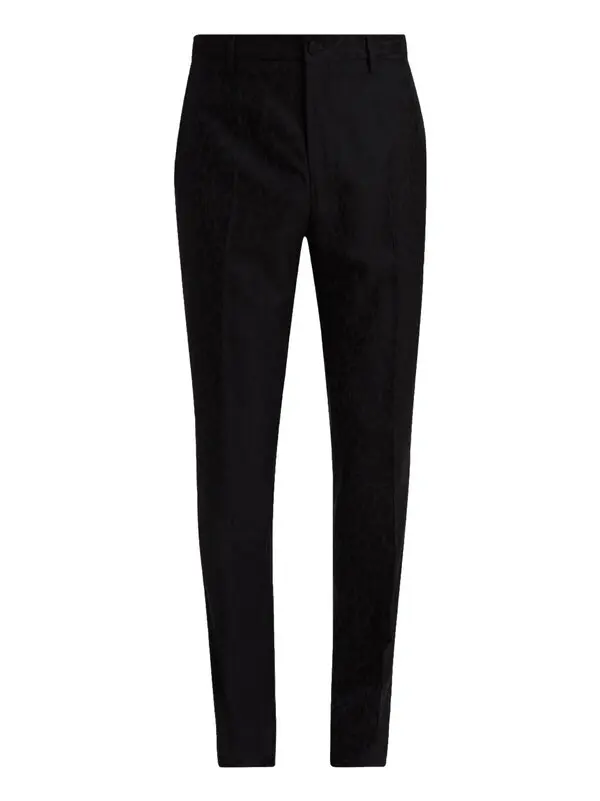 Etro Leopard-jacquard Slim Fit Trousers - Black