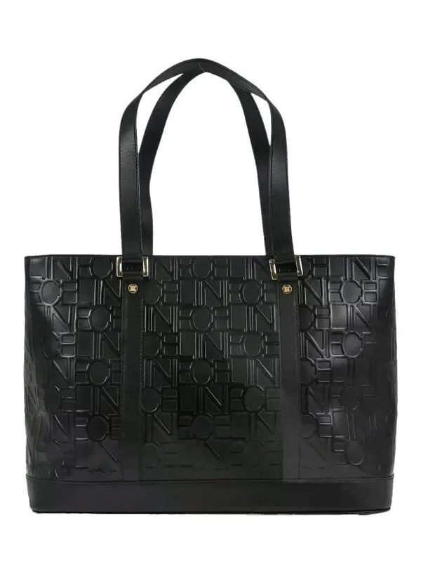 Celine 1990-2000s Embossed Leather Tote Handbag - Black