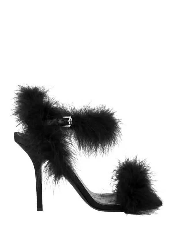 Moschino Feather-embellished Sandals - Black