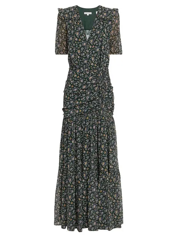 Veronica Beard Mick Floral Silk Maxi Dress - Dark Hunte