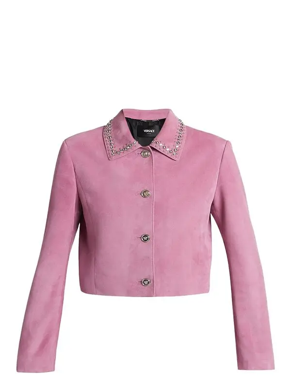 Versace Studded Lamb Suede Jacket - Dusty Mauve