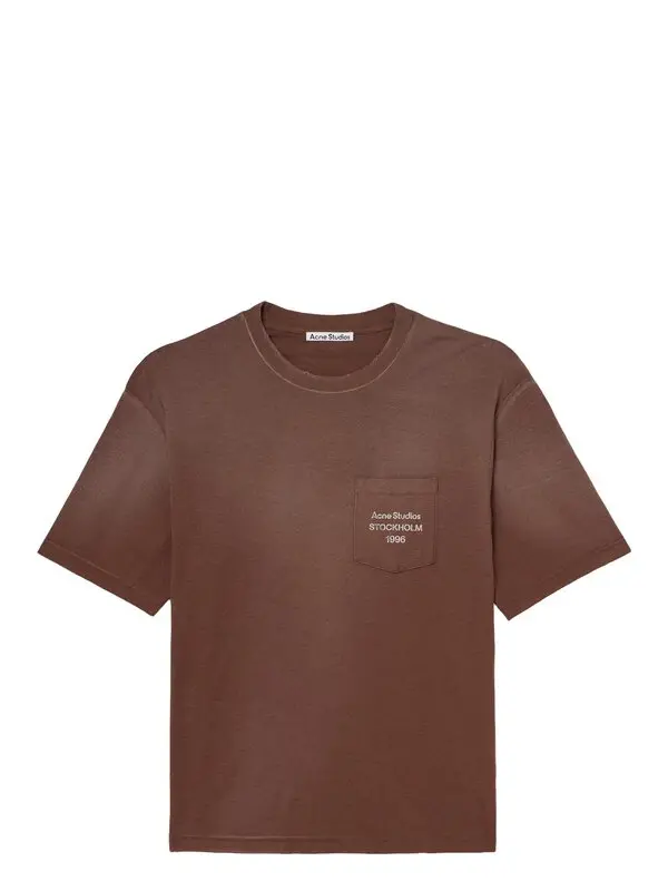 Acne Studios Exford U Oversized Logo-print Distressed Cotton-jersey T-shirt - Brown