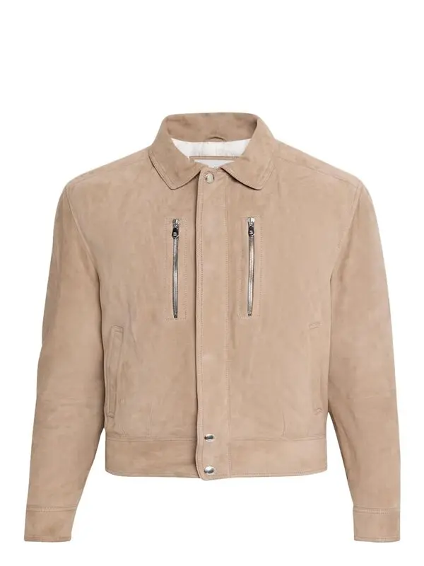 Brunello Cucinelli Suede Full-zip Jacket With Chest Zips - Halzenut