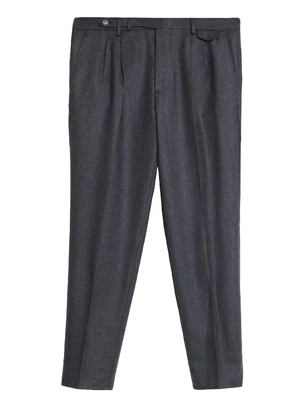 Brunello Cucinelli Flannel Double-pleated Pants - Dark Grey
