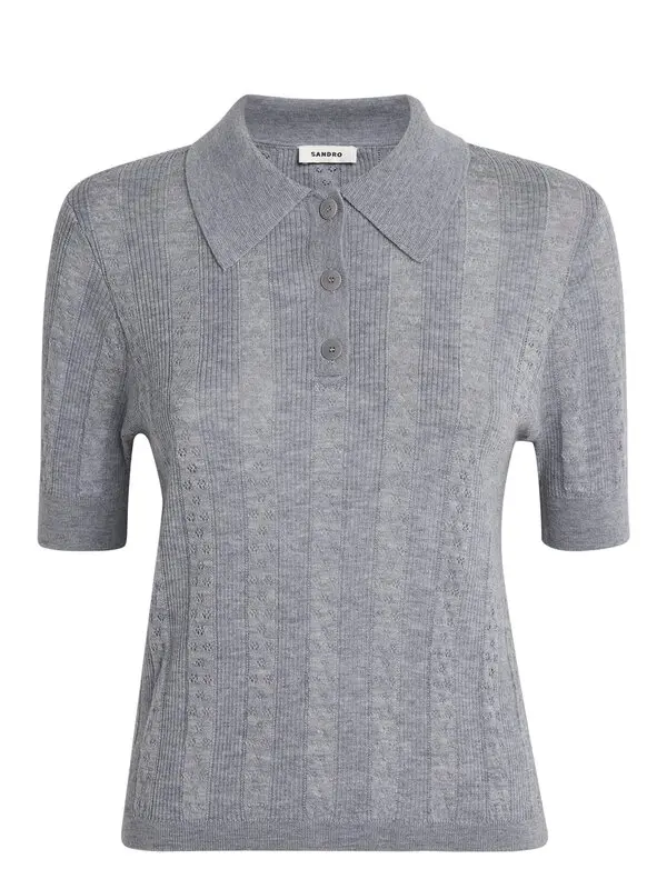 Sandro Wool Polo Sweater - Black