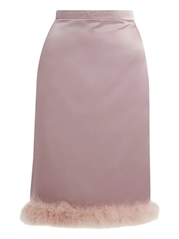 Valentino Garavani Feather-trimmed Satin Skirt - Malva