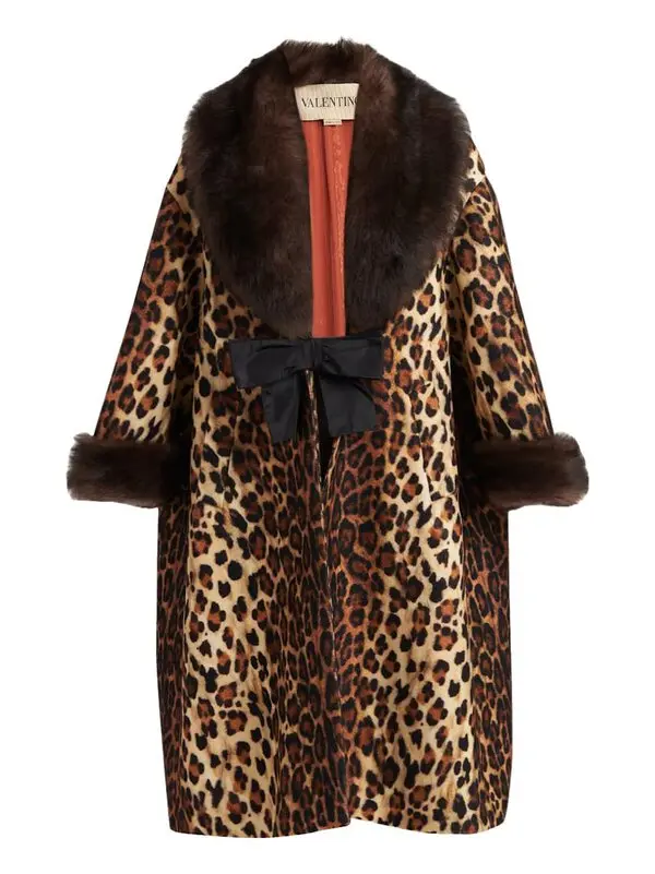 Valentino Garavani Leopard-print Wool Coat With Shearling Trim - Animal Print