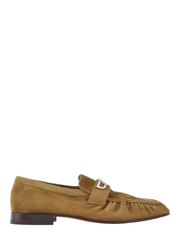 CHRISTIAN LOUBOUTIN Mocallista Embellished Suede Penny Loafers - Taupe