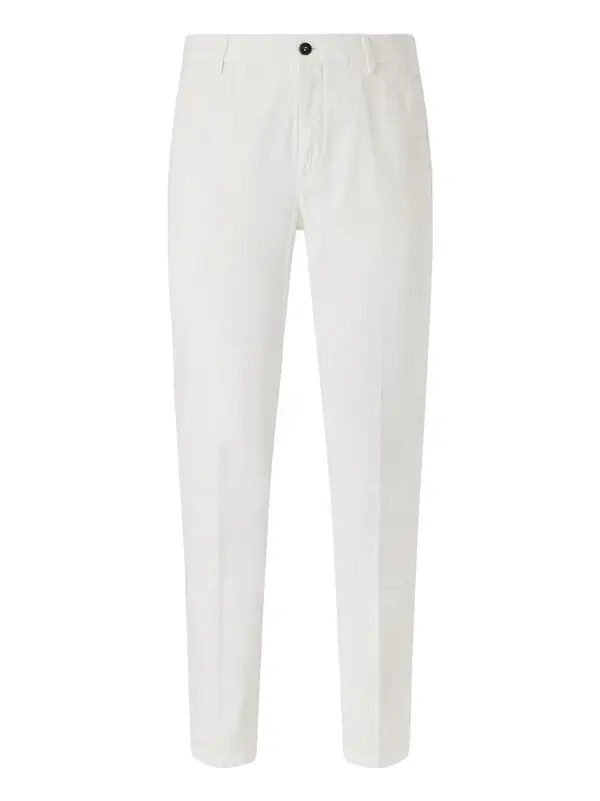 Eleventy Straight-leg Stretch Cotton And Silk-blend Trousers - White