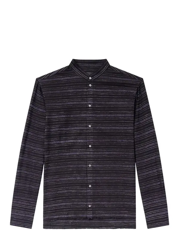 424 Hoorsenbuhs Embroidered Striped Cotton-blend Flannel Shirt - Black