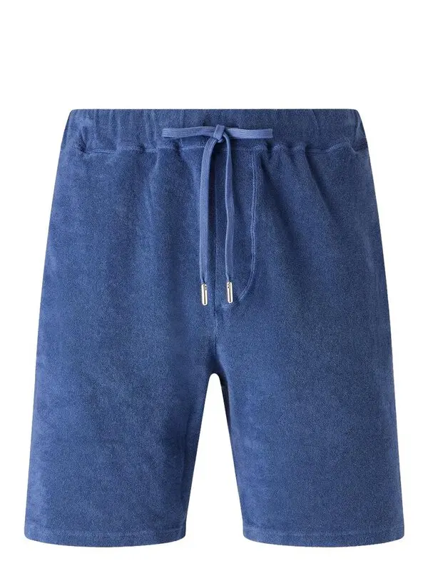 Fedeli Slim-fit Cotton-terry Drawstring Shorts - Blue