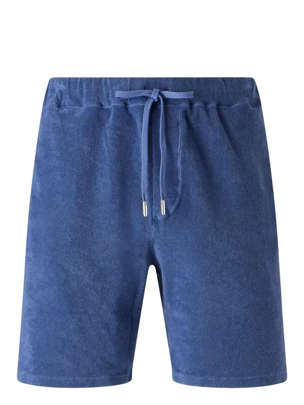Fedeli Slim-fit Cotton-terry Drawstring Shorts - Navy