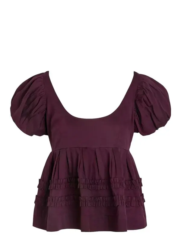 DAMSON MADDER Ruffled Puff-sleeve Blouse - Purple