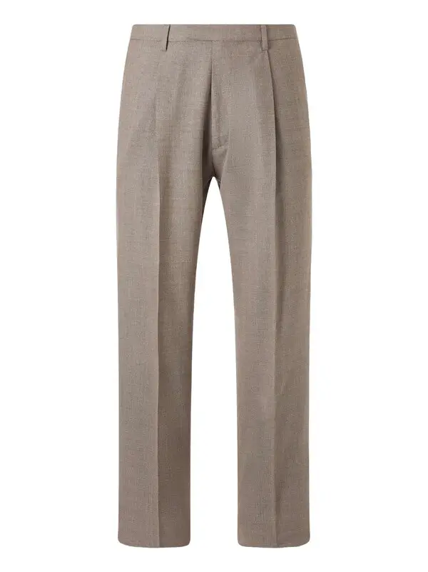 Boglioli Straight-leg Pleated Virgin Wool-hopsack Trousers - Beige