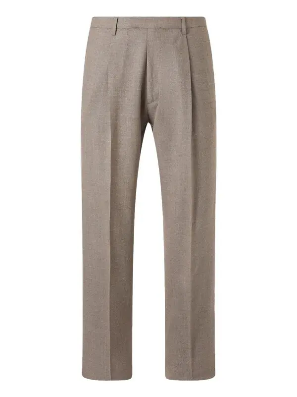 Boglioli Straight-leg Pleated Virgin Wool-hopsack Trousers - Neutrals