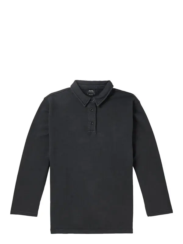 A.p.c. Logo-embroidered Cotton-jersey Polo Shirt - Black