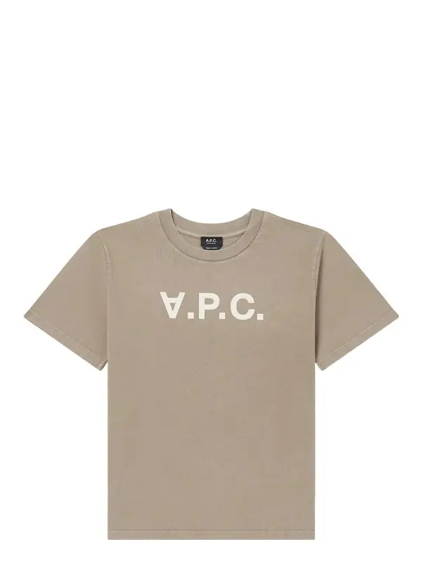 A.p.c. Standard Grand Vpc Logo-flocked Organic Cotton-jersey T-shirt - Neutrals
