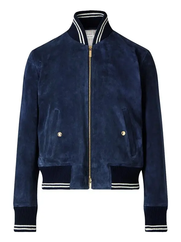 Thom Browne Suede Blouson Jacket - Blue