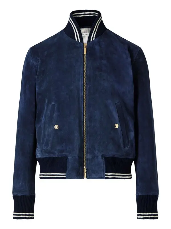 Thom Browne Suede Blouson Jacket - Navy