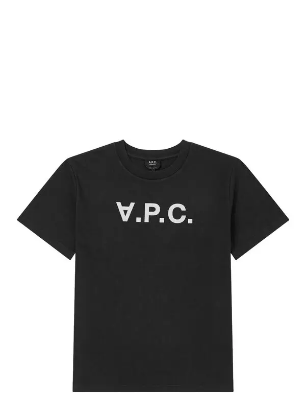 A.p.c. Standard Grand Vpc Logo-flocked Organic Cotton-jersey T-shirt - Black