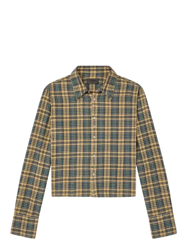 424 Hoorsenbuhs Checked Cotton-blend Flannel Shirt - Yellow
