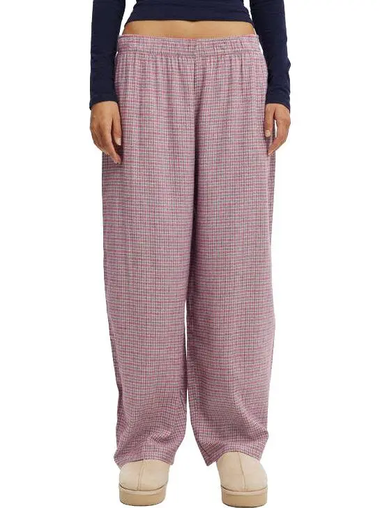 Cotton:on Flannel Barrel Leg Pant - Charlotte Check Steely Blue