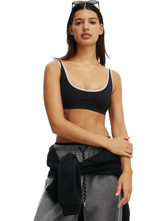 Cotton:on Active Ultra Soft Low Back Crop - Black Grey Marle