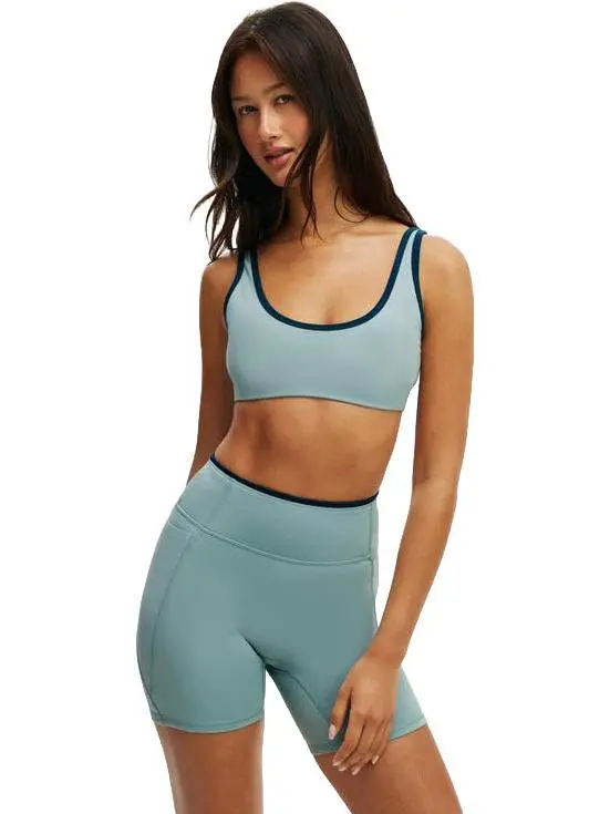 Cotton:on Active Ultra Soft Low Back Crop - Teal Mist Tidal Teal