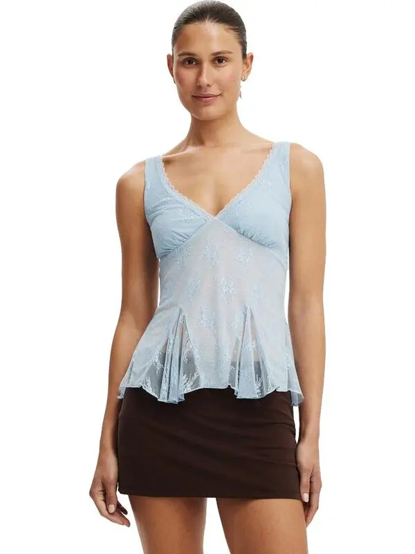 COTTON ON Elsie Babydoll Tank - Iced Marine