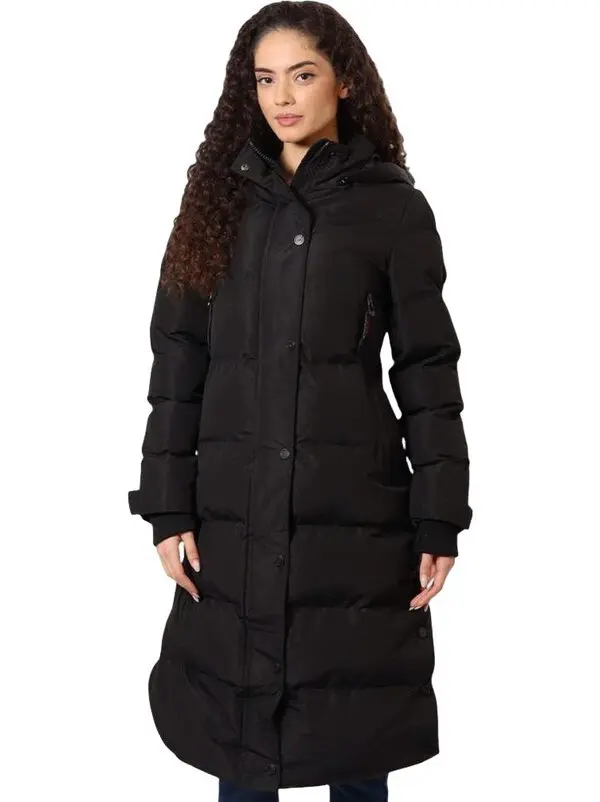 CANADA WEATHER GEAR Quilted Maxi Long Parka Jacket - Black