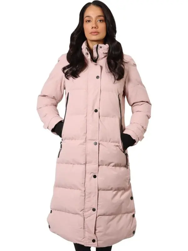 CANADA WEATHER GEAR Quilted Maxi Long Parka Jacket - Pink