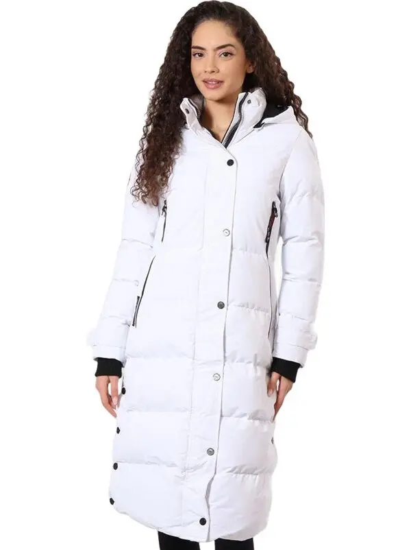 CANADA WEATHER GEAR Quilted Maxi Long Parka Jacket - White