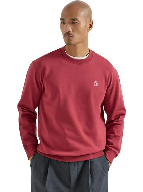 Brunello Cucinelli Cotton French Terry Sweatshirt - Cherry
