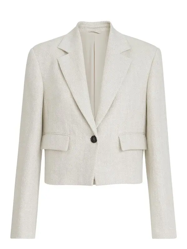 Brunello Cucinelli Chevron Cropped Blazer - Beige