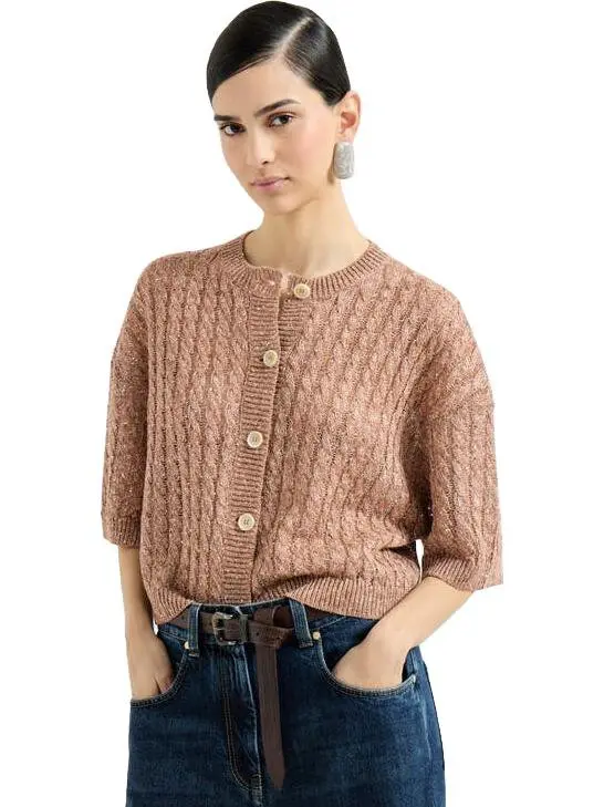 Brunello Cucinelli Cable Knit Cardigan - Brown