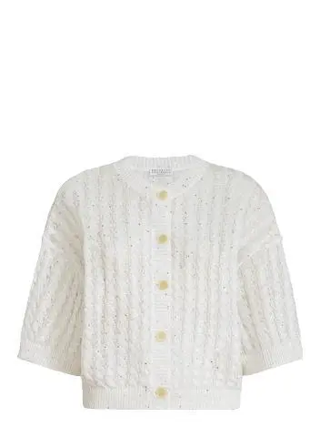 Brunello Cucinelli Cable Knit Cardigan - White