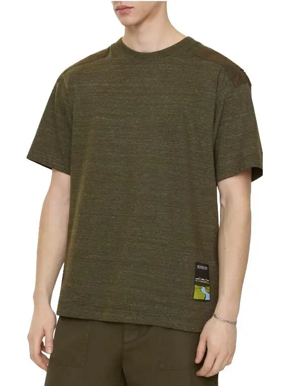 Burberry Landscape Label Cotton T-shirt - Thorn Green Melange