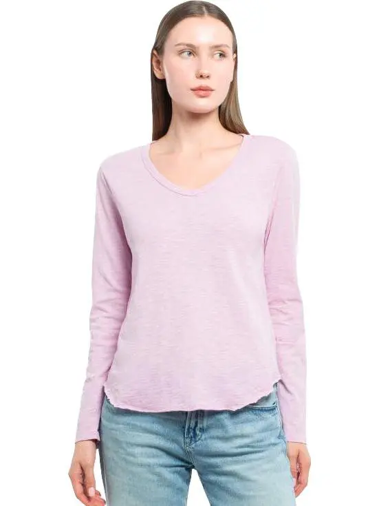 WILT CLOTHING Long Sleeve V-neck Shirt - Mauve Mist