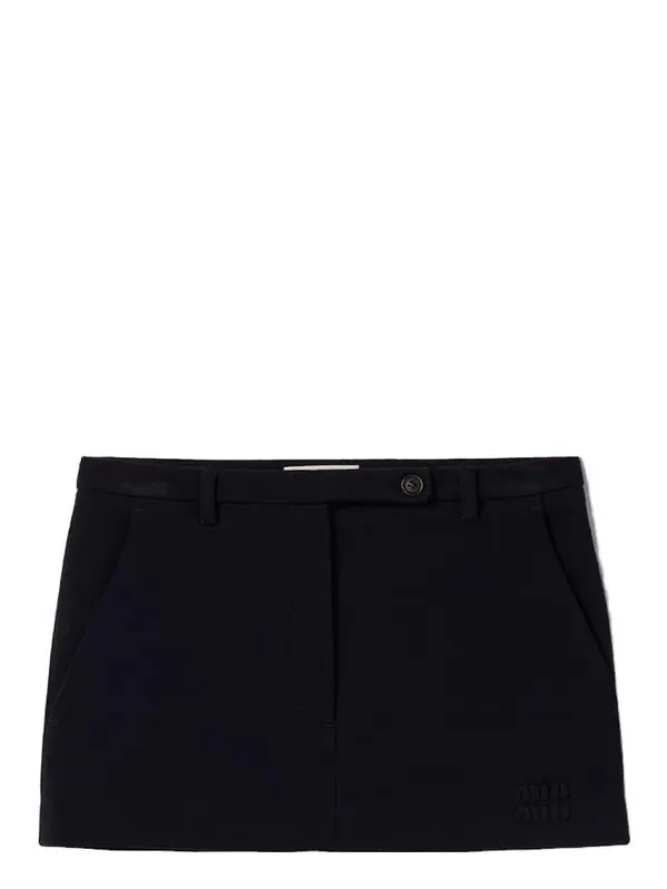 Miu Miu Milano Rib Knit Miniskirt - Navy