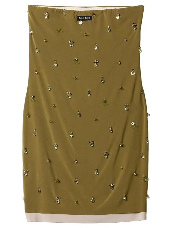 Miu Miu Embroidered Stretch Georgette Mini-dress - Grass Green