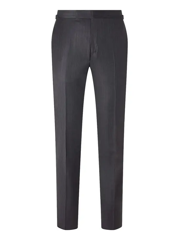 TOM FORD Straight-leg Herringbone Wool And Silk-blend Suit Trousers - Gray