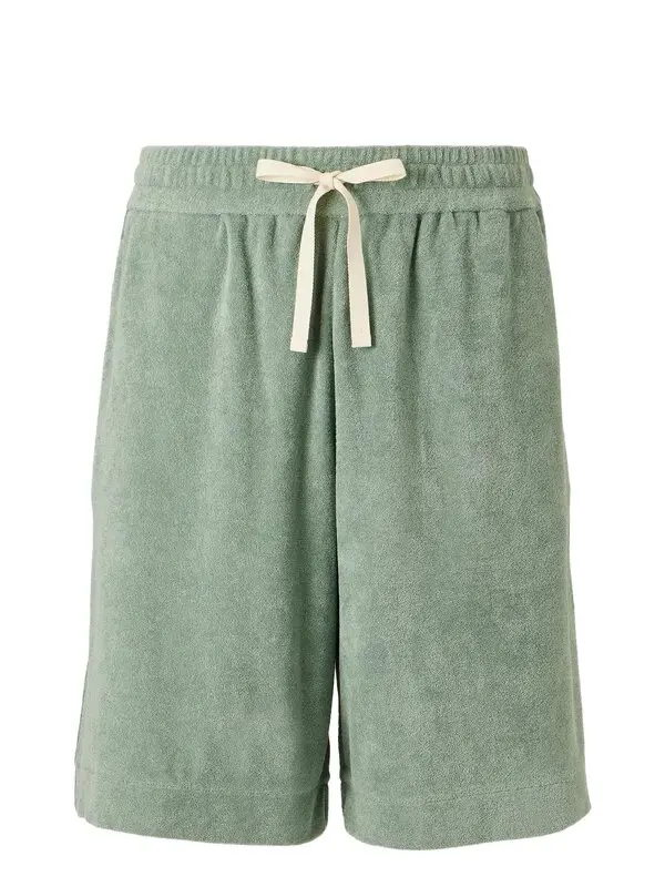 JIL SANDER Straight-leg Cotton-terry Drawstring Shorts - Green