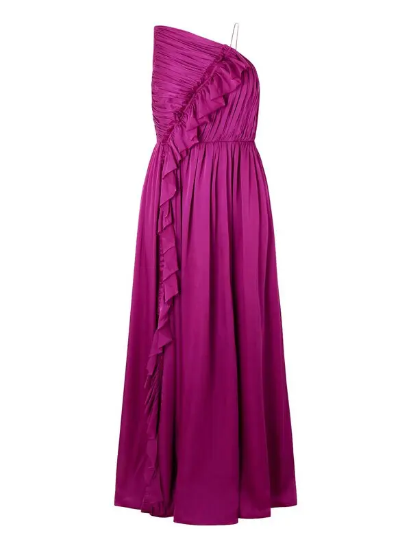 Ulla Johnson Aisha One-shoulder Silk Chiffon Gown - Purple