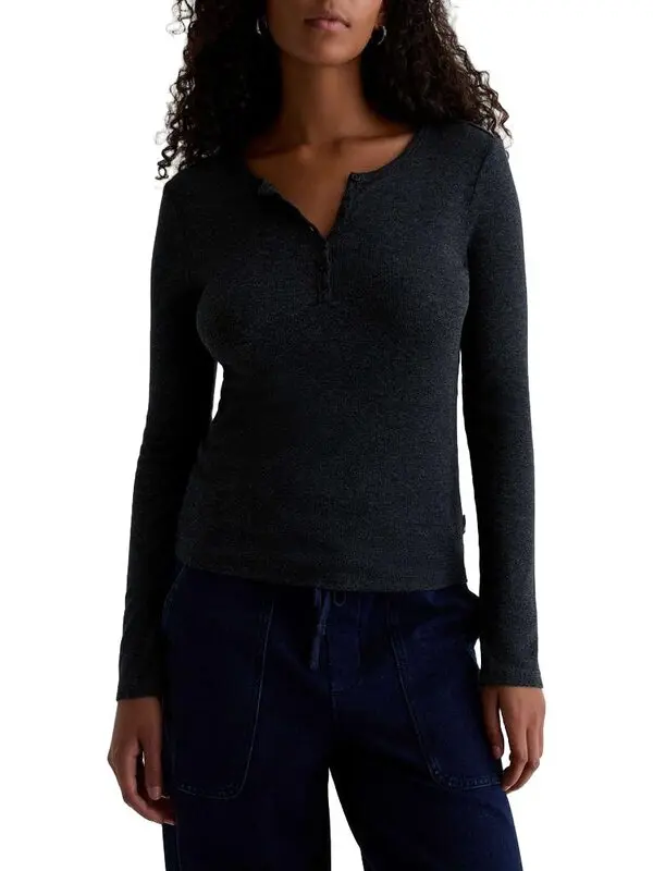 Ag Jessa Henley Top - Heather Charcoal